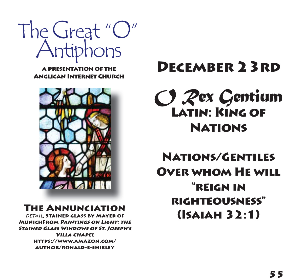 Great “O” Antiphons – O Rex Gentium – Dec. 23rd – Anglican Internet Church