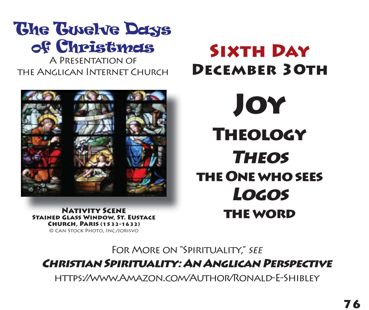 Twelve Days of Christmas – 6th Day – Dec. 30th – JOY – Anglican ...